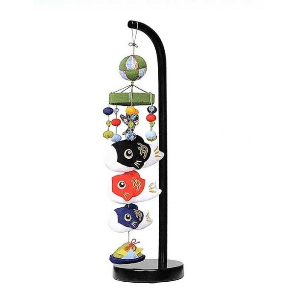 ◆ちりめん製の室内鯉のぼりセット。※高さ47ｃｍ飾り台がついて端午の節句飾りに最適です。五月人形（５月人形）として、お祝いに！19,800円（税別）でお求めやすい価格です。