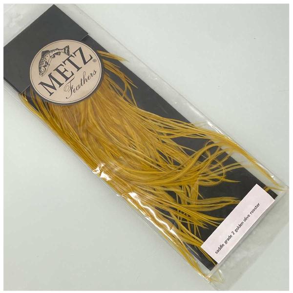 Metzのサドルハックル グレード2です。ゴールデンオリーブは、やや黄味を含んだオリーブカラーで、水中でのなじみが良く、ドライフライやエマージャー系パターンに幅広く使われる定番色です。サドルフェザーは繊維長が比較的均一で、#12〜#14前後...