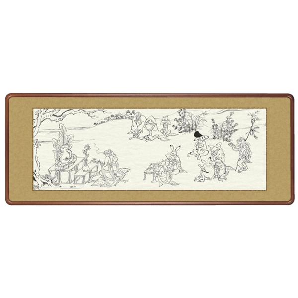 作品名　　： 鳥獣戯画 （ ちょうじゅうぎが ） 本紙　　　： 新絹本 <作品技法　： ジグレー高精彩画額サイズ　： H 480 x W 1240 （単位mm)作品サイズ： H 350 x W 1000（単位mm）（仕様）額縁材質　：...