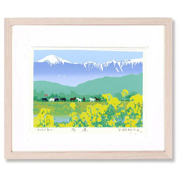 作品　　　： シルクスクリーン版画限定枚数　： 500枚額サイズ　： 37  x  44.5 cm作品サイズ： 19  x  27   cm重量　　　： 1.2kg（仕様）マット　　：生成りエンボスマット額表面　　：アクリル使用