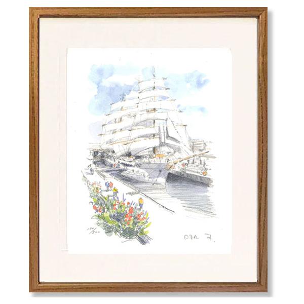 作品　　　： 版画限定枚数　： 800枚 額サイズ　： 45 x 37cm重量　　　： 1.4kg（仕様）　　　 額　　　　： 木製マット　　： 生成りエンボスマット額表面　　： アクリル