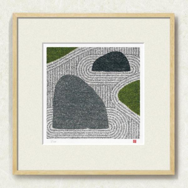 絵画 北欧 アート 版画 インテリア 抽象画 おしゃれ 玄関 リビング に自然美の 半抽象 風景画 は如何ですか！作家：藤谷壮仁郎作品名：枯山水 相対作品サイズ：300×300ｍｍ額縁外寸：518×518ｍｍ額縁：主要素材木製 表面アクリル...