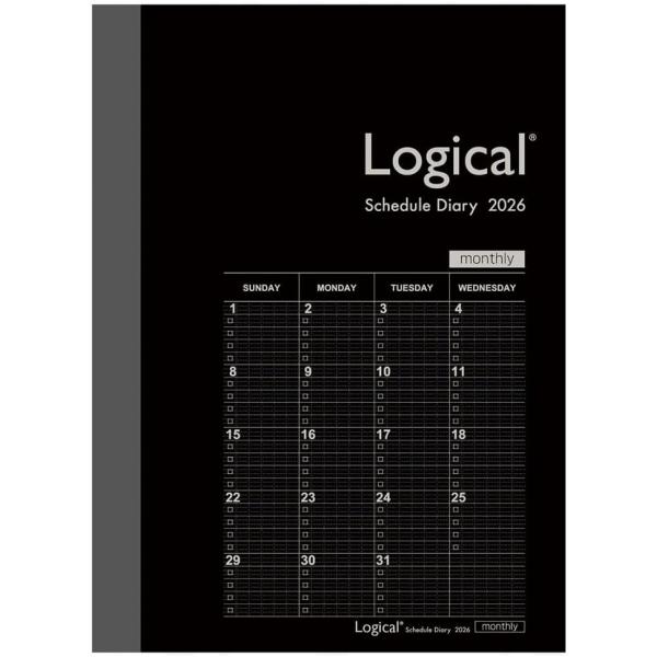 2026年度版 ロジカルダイアリー月間ノートタイプAは、A6サイズの携帯性と見開きでの月間表示を両立したダイアリーです。月間スケジュールページの横に広いメモ欄を配置し、アイデアやTo-Doをその場で記録可能。ブラックの落ち着いたカラーがビジ...