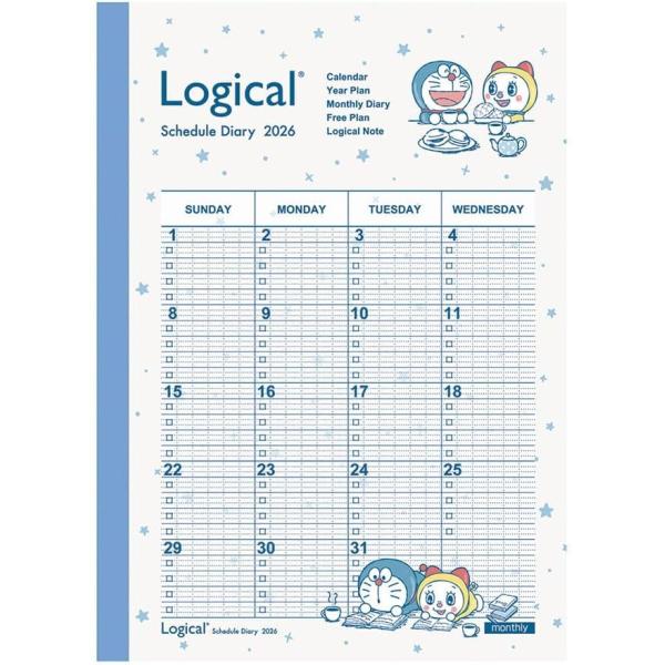 日常のスケジュール管理をシンプルかつ機能的に。2026年版ナカバヤシ ロジカルダイアリーは、月間ノートタイプA5サイズで携帯性と視認性を両立。SDドラえもんデザインはファン層に訴求し、日付入りの月間カレンダーとメモ欄・ToDo・アイデア欄を...