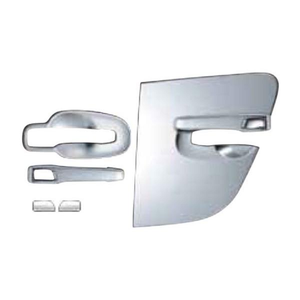 ◆ドアハンドルをシャープに輝かせるガーニッシュです。 ◆取付けは両面テープで、かぶせて貼るだけ! 販売単位:　左右6点セット(ドアハンドルボタン付属)材質:　ABS/クロームメッキ適合車種/参考年式:　UD4t フレンズコンドル(H22.1...