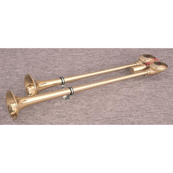 スーパーロングトランペットが生む圧倒的な存在感と低音域和音。 バトルボディは省エアー設計のハイスペック。※12/24V を選択してください品番:BS482-24●24v2A●低音●真鍮●商品サイズ　L=680mm●ニップル、ステー付品番:B...