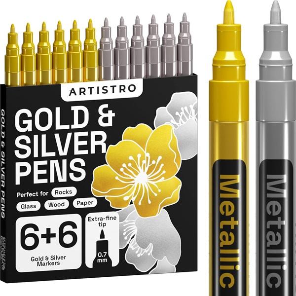 【発売日：2026年03月13日】Gold &amp; Silver Paint Pens ゴールド&amp;シルバー ペイントペン　　 ロックペインティング 石 金属 セラミック 陶器　　岩、木、ガラスなどにペイントしましょう。 または、...