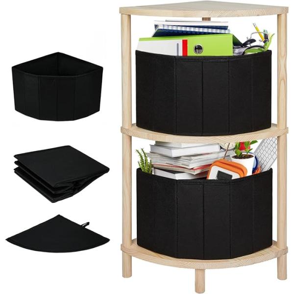 【発売日：2025年07月14日】【コーナー空間の有効な利用】コーナーラックが有効的により多くの収納スペースを提供できます。ちょうどいい直角扇形のデザインで、お家の隅っこ空間を有効に利用可能。【高品質の木組み+収納ケース2つセット】市場にあ...