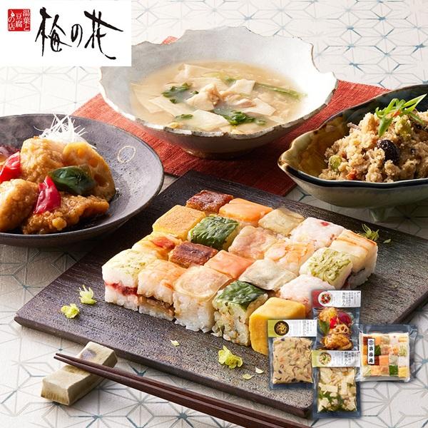 【発売日：2026年02月10日】「梅の花」 なみはや寿司と3種の和惣菜セット （おから煮、和風あん、黒酢あん）10種類の押し寿司を彩り豊に盛り付けた「なみはや寿司」と、梅の花自慢の食卓を彩る3種の和惣菜を詰合せてお届けいたします。■規格：...