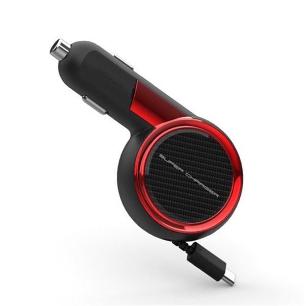 ●車のDCソケット電源からスマートフォンのバッテリーを充電する、USB Type-C端子専用のハイパワーDC充電器。●引くだけでコードを簡単収納。●12V車、24V車で使用できます。●通電時、ブルーLEDが発光します。*コードは全て引き出し...