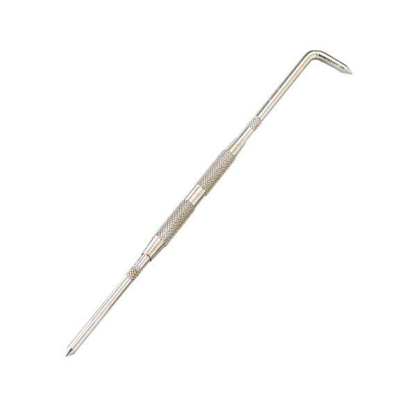 ◆◆用途◆◆鉄などに印を付ける針。◆◆機能◆◆先端は超硬チップ付です。先端は直線と先曲がりで使う場所に合わせられます。◆◆仕様◆◆●本体サイズ：長さ212mm×直径7mm。●重量：37g。◆◆材質◆◆●本体：鉄。●針先：超硬チップ。