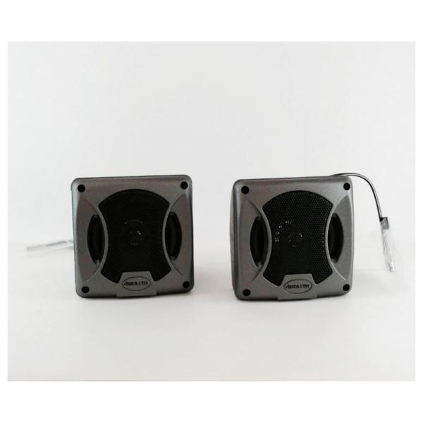 取り付け場所を選ばないコンパクトサイズ。据え置き、吊り下げ取付可能なステー付き軽自動車、軽トラックなどのフロントに最適！！■ 仕様 ■DC12V車専用最大出力：80W定格出力：45W周波数特性：75Hz〜18000Hzインピーダンス：4Ωパ...