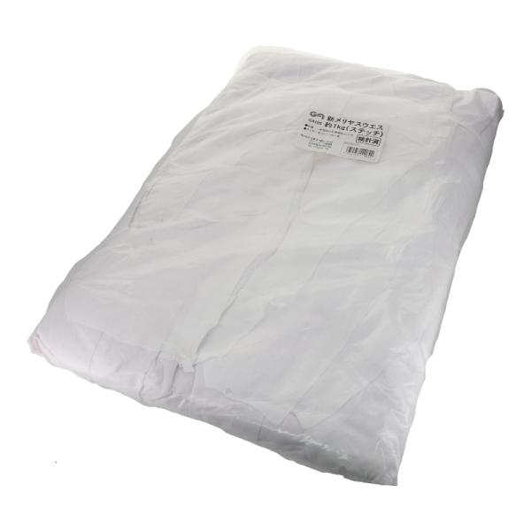 柔らかくて伸びる！用途さまざま！万能ウエス【仕様】●未使用白色伸縮性メリヤス●サイズ：約30〜55cm角●素材：綿95％商品名：GA 新メリヤスウエス(ステッチ) 約1KgJANコード：4954458111800品番：GA105容量：約1kg