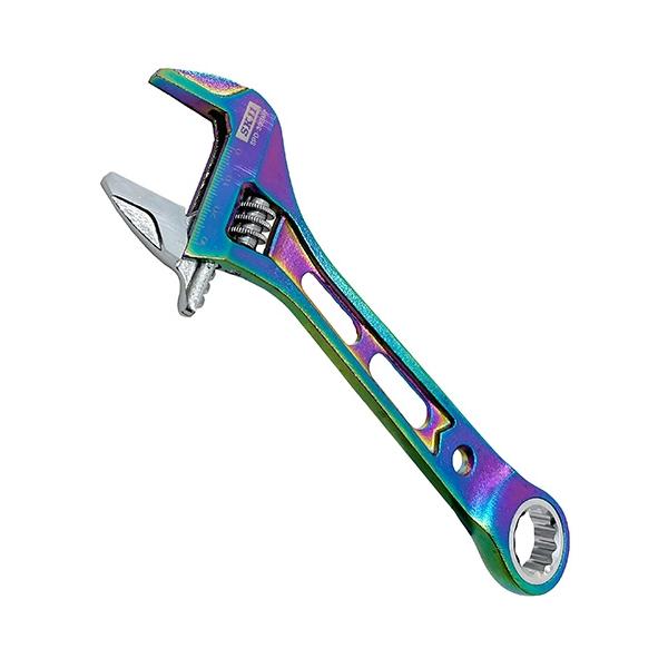 ■キャッチコピー虹のように様ーな色が調和し、華やかさと鮮やかさが融合した神秘的な美しさが特徴的な虹色チタンコーティングを採用しました。■用途六角ボルト・ナットの締付け、緩め作業。■機能17mmラチェットレンチとの融合による効率化モンキレンチ...