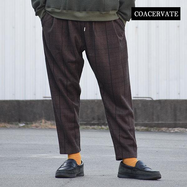 【発売日：2023年12月30日】COACERVATE コアセルベート 50％OFF SALE セール グラフチェックを中心としたランダムチェック柄の生地を使用したテーパードパンツです。裏面には、起毛のシャギーフリース生地を使用し、穿いた時...