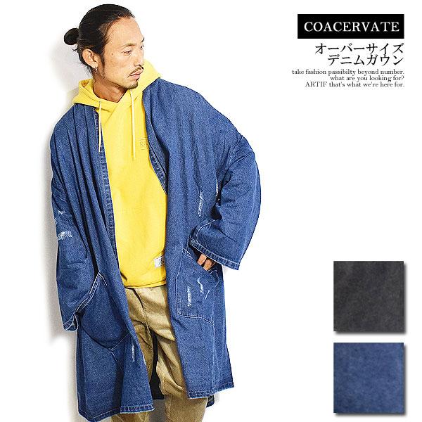 【発売日：2022年12月04日】COACERVATE コアセルベート 50％OFF SALE セール デニム生地を使用したガウンです。ロング丈にし袖幅を広げていくことで、雰囲気のある抜け感を演出できます。所々にダメージ加工を施し、ヴィンテ...