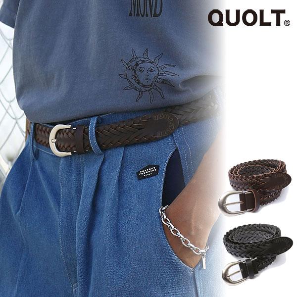 QUOLT クオルト 軽量でつけ心地がよく、PUレザーの質感が風合いのよい編み込みベルト。編み込みベルトならではの伸縮性があり、シンプルなデザインで汎用性の高いアイテム。素材 : POLYURETHANEサイズ : ベルト部105cm
