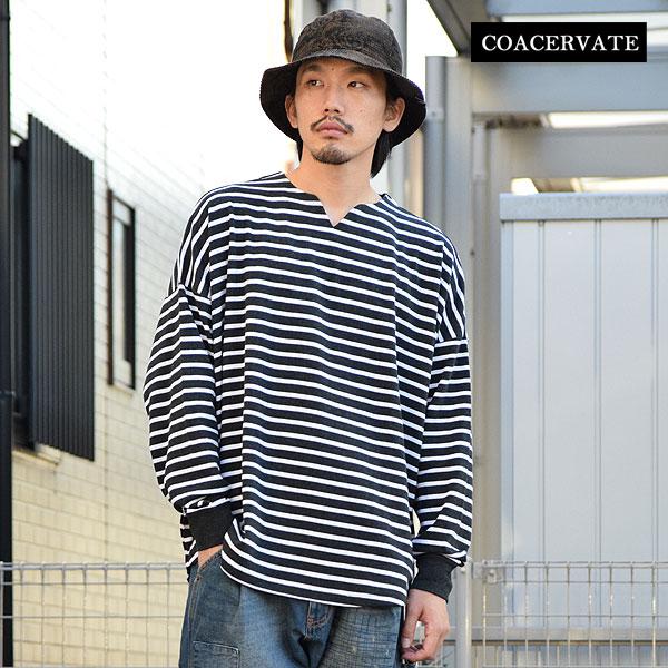 【発売日：2024年10月25日】COACERVATE コアセルベートストレッチ混のフライス編み生地を使用した、ボーダーのロングスリーブカットソーです。襟をキーネックデザインにしたアクセントのあるアイテム。バランスの良いナローピッチのボーダ...