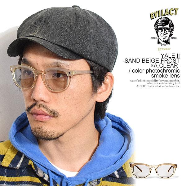 【発売日：2026年01月26日】EVILACT EYEWEAR イーブルアクト アイウェア知的な印象を与えるボストン型。フロントのブロー部の厚みを増し、ボリュームを持たせる事で男らしくも都会的なイメージの”YALE II”。フロントとは対...