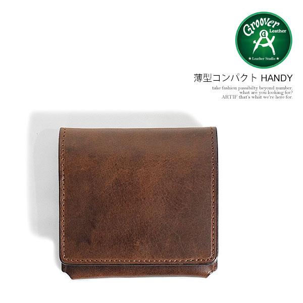 GROOVER LEATHER グルーバーレザー 薄型コンパクト HANDY メンズ 財布 2つ折り財布 コンパクトウォレット レザー 本革 atfacc グルーバーレザー 財布 GROOVER LEATHER 薄型コンパクト HANDY メンズ