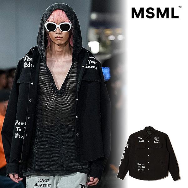 MSML エムエスエムエルスナップボタン仕様のシャツジャケットに、繊細なダメージ加工を施し、時間を重ねたような深みを与えた一着。洗練されたシルエットの中に、程よいリラックス感を漂わせ、都市に馴染む匿名性と静かな存在感を併せ持つ。素材 : C...