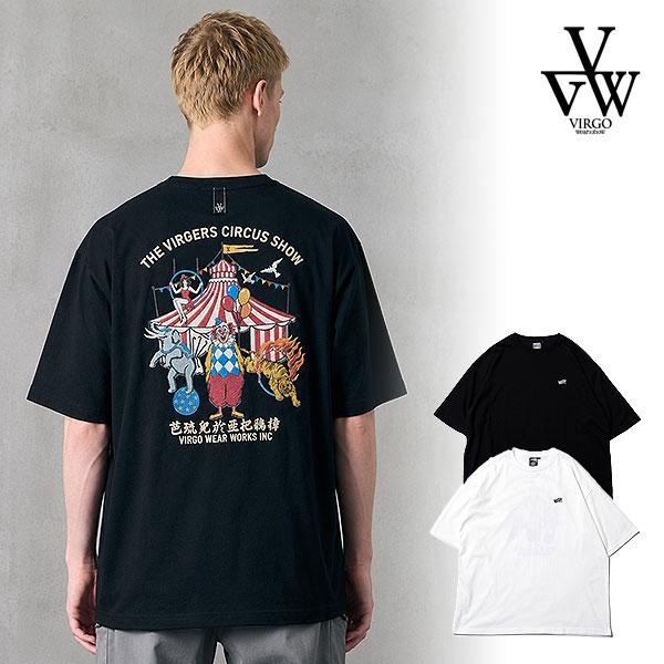 VIRGOwearworks ヴァルゴウェアワークス人気のサーカスデザインを大胆に落とし込んだTシャツ。綿100％の柔らかな着心地に、ゆったりとしたワイドシルエットで男女問わず着用可能。存在感のある一枚。QUALITY : COTTON 1...
