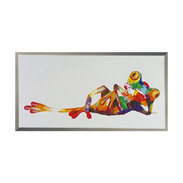絵画 壁掛け【フロッグバカンス 】かえる カエルの絵画蛙の肉筆大きい油絵お部屋 リビングにぬくもりと驚きのアートを♪【額付き】