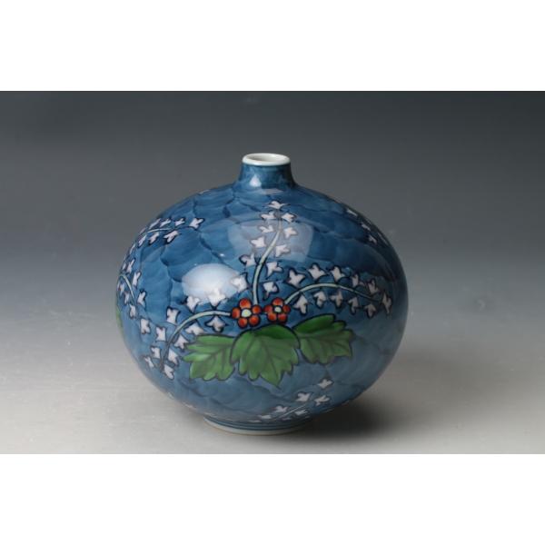 館林源右衛門 錦桐花絵花瓶 本物保証