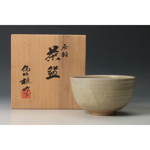 松本為佐視 灰釉茶碗 共箱 共布 栞 茶道具 本物保証