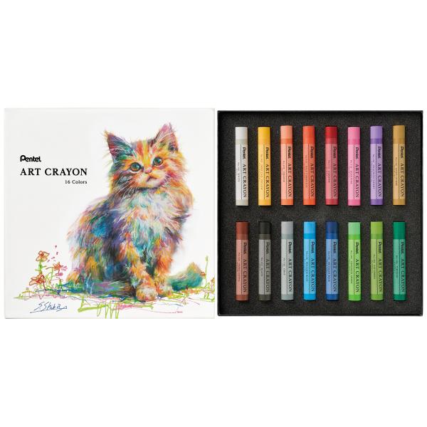 パッケージサイズ：W187×H187×D20mm16色セット大人が日常で描くことに寄り添う「アートクレヨン」は、クレヨンの手軽さで、油絵のようなタッチの絵を描ける画材です。筆圧によって線幅を自由自在にコントロールできる柔らかなテクスチャで、...