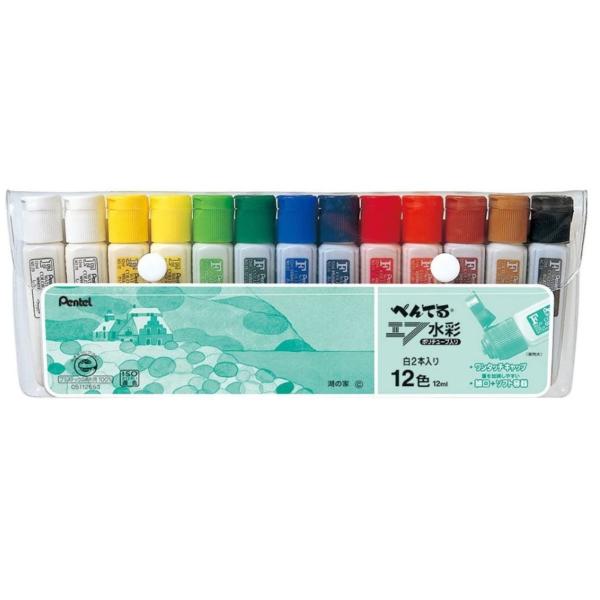 ポリチューブ入12色 各色12ml白2本入、透明ポリパック入り片手が筆やパレットをもってふさがっていても、片手で開け閉めが出来るから大変便利！柔らかいチューブにより、子供の弱い力でも最後まで絵の具が絞り出しやすい。フタを開けたときの細口は、...