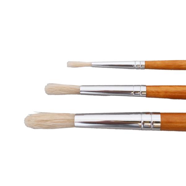 短柄 豚毛軸の材質：白樺材丸0号、丸6号、丸12号通常の油絵筆より少し短い水彩筆の軸で仕立てていますので、丸型筆筒・楕円型筆筒に入れられます。