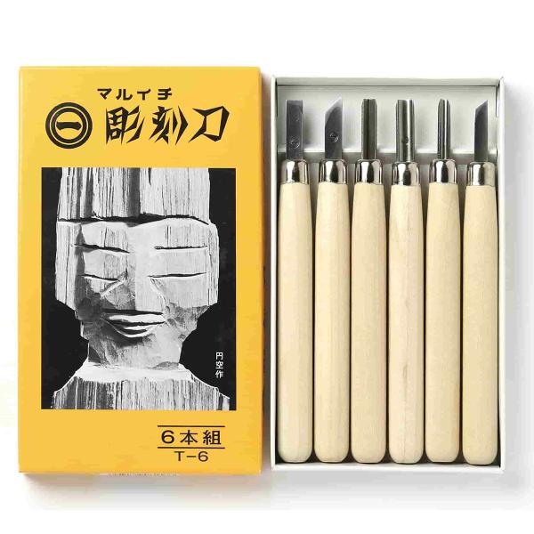 全長：約136mm柄長さ：110mm素材：全鋼製セット内容：切出し4mm、切出し7mm、丸刀4mm、丸刀7mm、平刀7mm、三角刀7mm小さいお子様に使いやすい様に柄は短めです。