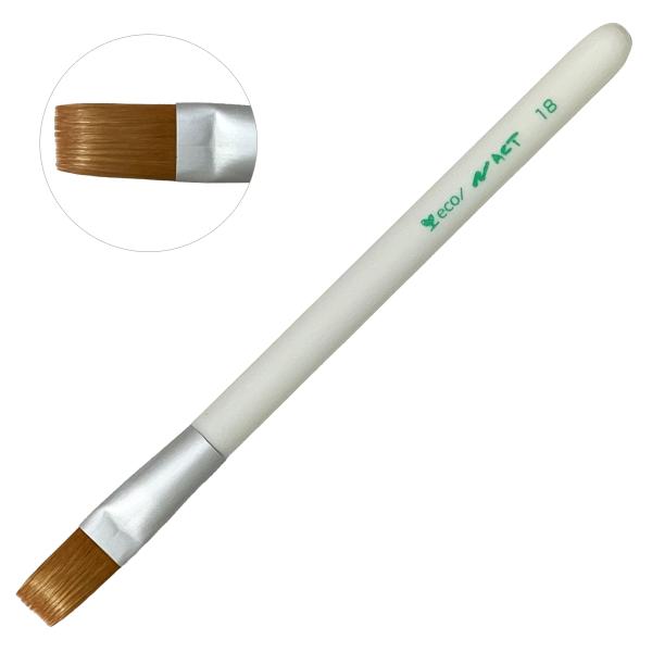 再生PET入りナイロン毛・再生ポリスチレン軸穂丈：22mm口金幅：14.3mm全長：200mm穂先に一回つけた絵の具で、できるだけたくさん描けるように、水含みのよさを特に考えて作った筆です。穂先はナイロン毛にペットボトルからできる再生PET...