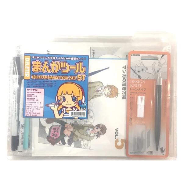 初めてマンガを描く人の為の練習キット。マンガ原稿の仕組みを学びながらトーンを貼る練習ができる練習用線画と見本、それを使ってコピー本の作り方を学べる小冊子、マンガ本を完成させるまでに必要な最低限のアイテムがそろっています。練習用の線画原稿4枚...