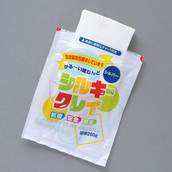超軽量の紙粘土シルバー 教材用(保存に便利なチャック式袋入り)5円)シルバー：容積サイズ約110×150×20mmゴールド 手芸用ゴールド：容積サイズ約100×150×23mm新素材による画期的な水に浮く軽い純白の紙粘土です。収縮が極めて少...