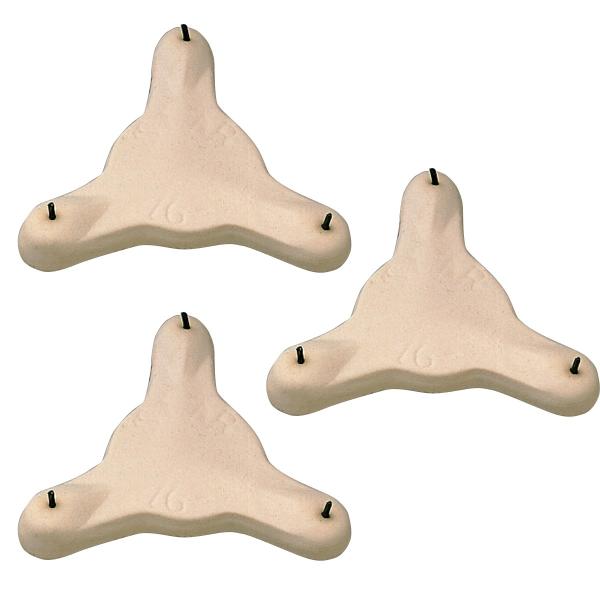 最高使用温度：1,230℃ 最大長辺の長さ：90mm作品を乗せて焼成する時に、釉薬が流れて作品が棚板に付着するのを防止する焼成台です。軽くて小さな茶碗などの高台を乗せます。