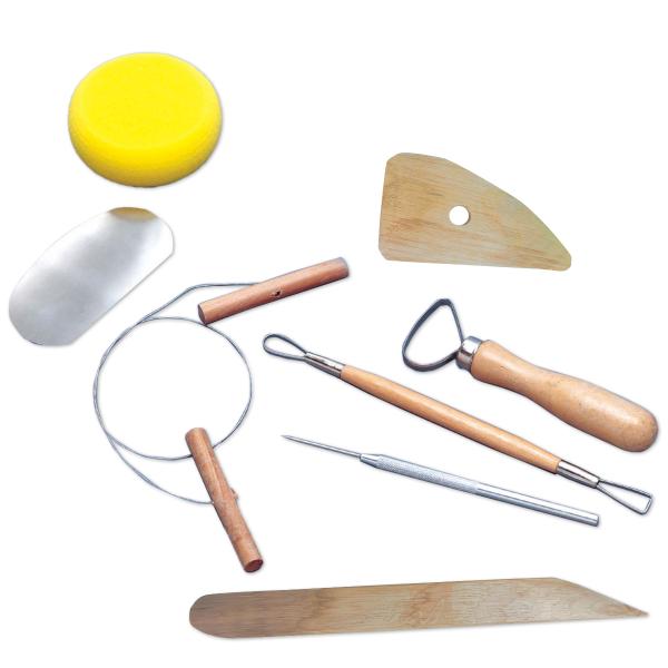 入組品：彫塑べら(長さ約200mm)木ごて(長さ約110mmなぎなた型)ステンレスこて(長さ約100mm)平線かきべら(長さ約205mm)平線かきべら(長さ約130mm)針(長さ約155mm)切り針金スポンジ