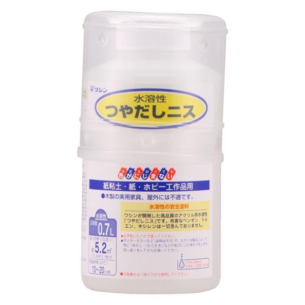 容量：0.7L用途：屋内に飾る木工作品、紙粘土や紙で作った工作品塗り面積：約5.2m2 たたみ約3.1枚分乾燥時間：約10〜20分／20℃うすめ液：水溶性ニス専用うすめ液水彩えのぐやポスターカラーの上にも塗れる、工作用ニスです。無色透明で、...