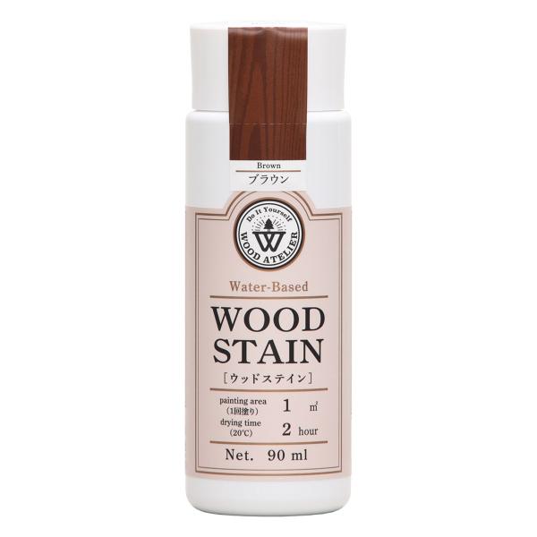 容量：90mL塗り面積(1回塗り)：約1m2乾燥時間：約2時間／20℃うすめ液：水(水道水)無塗装木部の着色に低臭で手軽に使用できる水性着色剤(ステイン)です。食品衛生自主基準に適合しています。顔料の定着性が良く、ステインのみで仕上げても色...