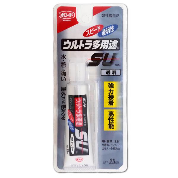 パッケージサイズ：W80×D32×H175mm容量：25mLシリル化ウレタン樹脂系(無溶剤) 塗布へら付用途：屋内、屋外、凹凸面、水回りでの接着と補修に。（おもちゃ、バッグ、靴、家具、家電製品、手芸、工作）ポリエチレン・ポリプロピレン・シリ...