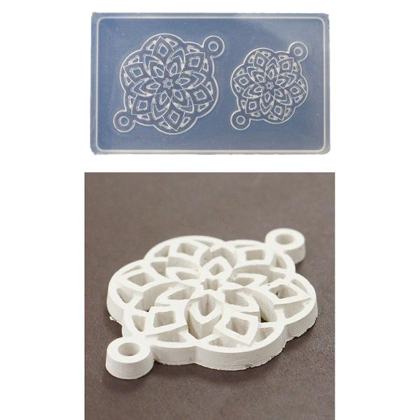 素材：ソフトシリコンサイズ：約48×28×8ｍｍ使用ｇ数：大/約3.5ｇ、小/約2ｇ使用できる素材：銀粘土、樹脂粘土、UV樹脂など※乾燥するときは型に粘土を埋めた状態で行ってください。透明型のシリコンモールド(型)です。透明型なので、粘土の...