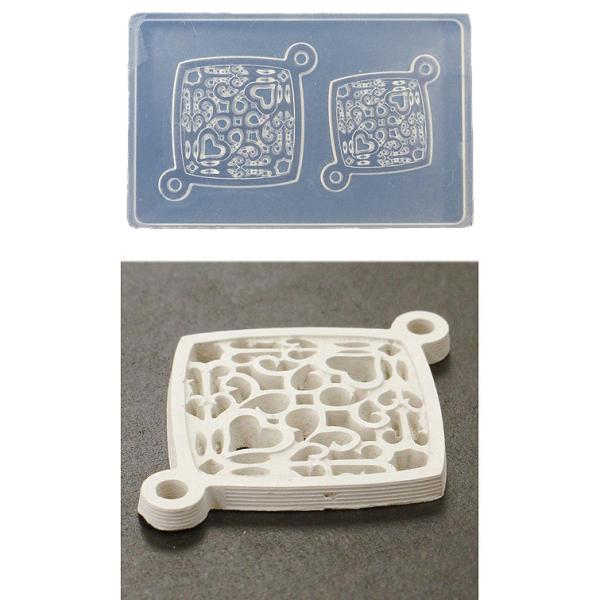 素材：ソフトシリコンサイズ：約48×30×8ｍｍ使用ｇ数：大/約4.0ｇ、小/約2.5ｇ使用できる素材：銀粘土、樹脂粘土、UV樹脂など※乾燥するときは型に粘土を埋めた状態で行ってください。透明型のシリコンモールド(型)です。透明型なので、粘...