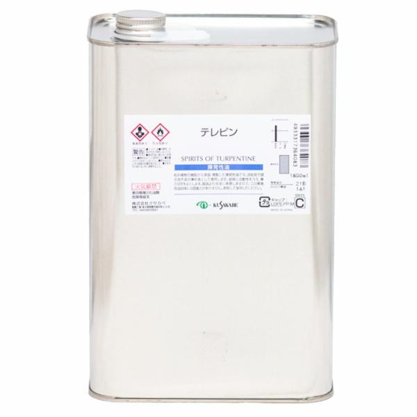 容量：1800mL松科植物の樹脂から蒸留、精製した揮発性油です。油絵具や調合溶き油の薄め液として使用します。絵具に流動性を与え、筆さばきを良くします。画面より完全に蒸発しますので、この揮発性油自体には固着力がありません。密栓して保存してください。