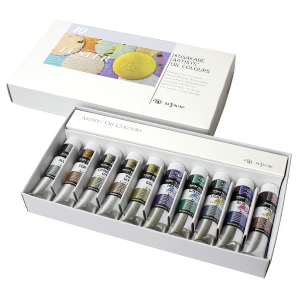 容量：6号(20mL)10色(01〜10のセット)ラスター油絵具の全色を詰め込んだ10色セット。見る角度や光の当たり方によって色が変わって見える「偏光パール色」とアルミニウムの金属粉を使用した「メタリック色」の油絵具。時間が経ってもくろくな...