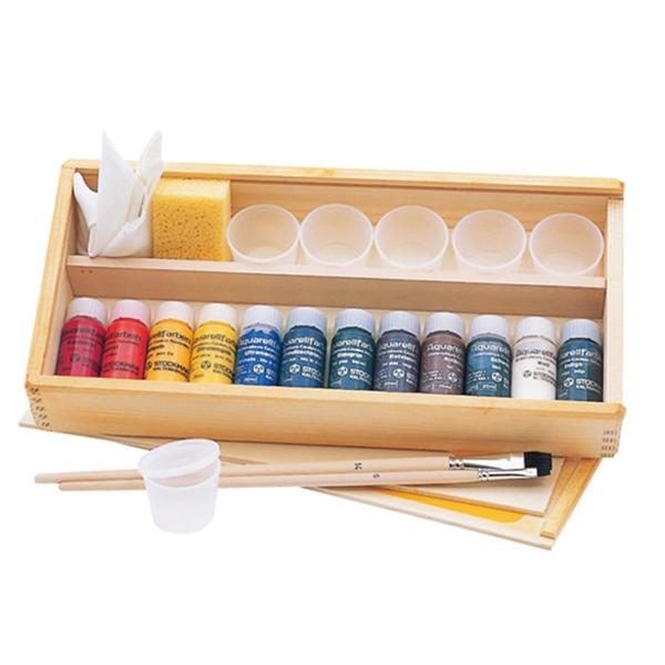 メーカー：STOCKMARシュトックマー/ドイツ取得認証：CEマーク、AP米国用マーク、シュピールグットマーク木箱サイズ：17×35×5.8cm絵具サイズ：6.5×直径：2.7cm材質：アラビアゴム、レシチン、顔料セット品：絵具12色入り(...