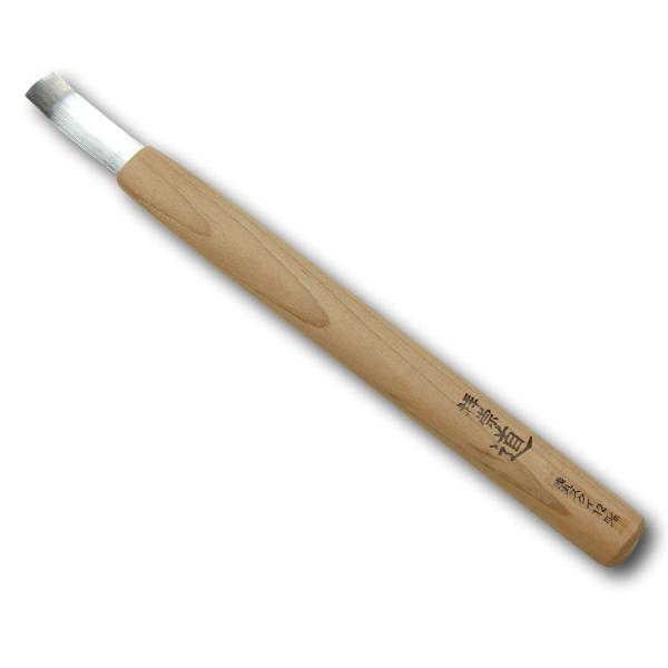 刃先：ハイス鋼鋼付柄：サクラ柄の長さ：180mm刃先キャップ付きハイスなのでプロも納得の切味。刃物鋼より3倍長持ちします。柄はサクラを使用し硬くて使い込むと手になじみます。丸刀より緩やかなRで、浅い溝が彫れる。通常の丸刀では深い跡が残ってし...