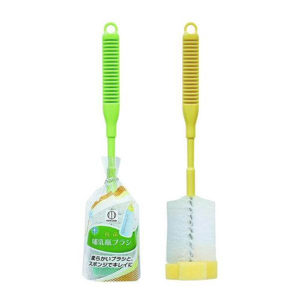 柔らかいブラシとスポンジでキレイに柄にフックが付いているので保管しやすく衛生的です※色の指定はできませんサイズ：約295×50×50mm耐熱温度・約90度