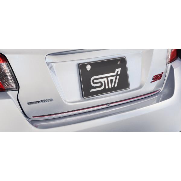 ■ＳＵＢＡＲＵ・ＷＲＸ　ＳＴＩトランクリッドガーニッシュ（コンビ）新品です。【部品番号】 ST91042VV070【適応】　ＶＡ　（Ａ型〜Ｆ型） ●トランクリッド下部に貼りつける、シルバー/ブラック/チェリーレッドの3色ストライプの『コンビ...