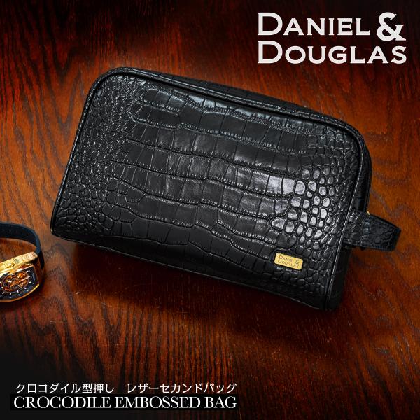 天ファスナーで開閉可能な大きな2つのメインポケットをもつ本革セカンドバッグクロコダイルパターンのレザーが高級感と迫力を演出します。ブランド DANIEL&amp;DOUGLAS (ダニエル&amp;ダグラス)型番 DDLB01-BKGDサイ...